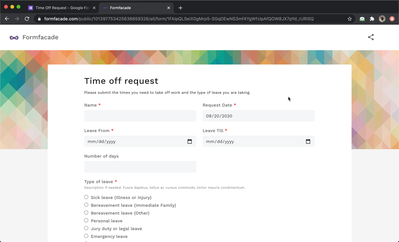 Formfacade How To Automatically Fill Today s Date In The Form 