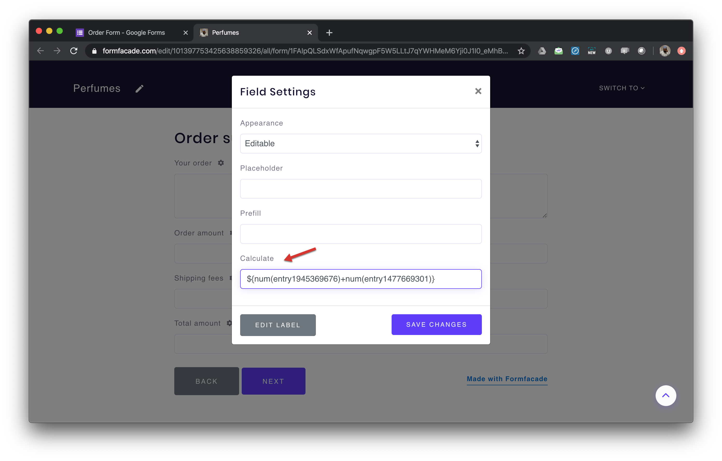 Formfacade - How to add a calculated field in Google Form?
