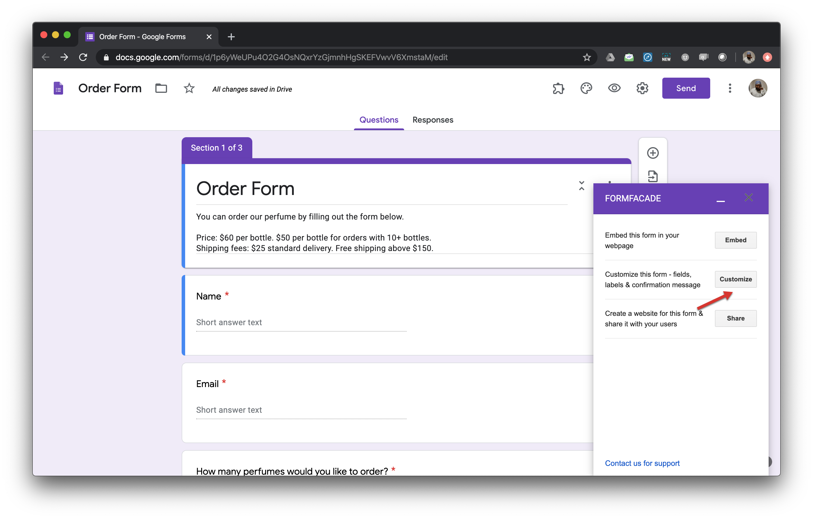 Formfacade - How to add a calculated field in Google Form?